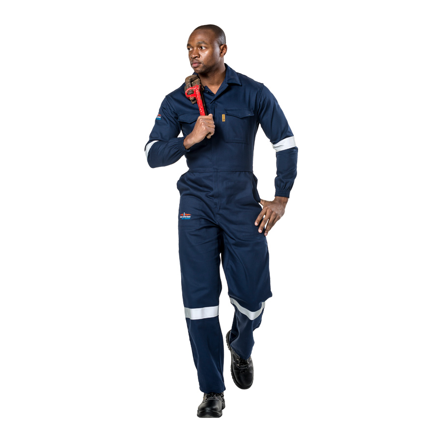 Dromex Navy SABS D59 Flame & Acid Boilersuit (with Reflective) from FTS ...